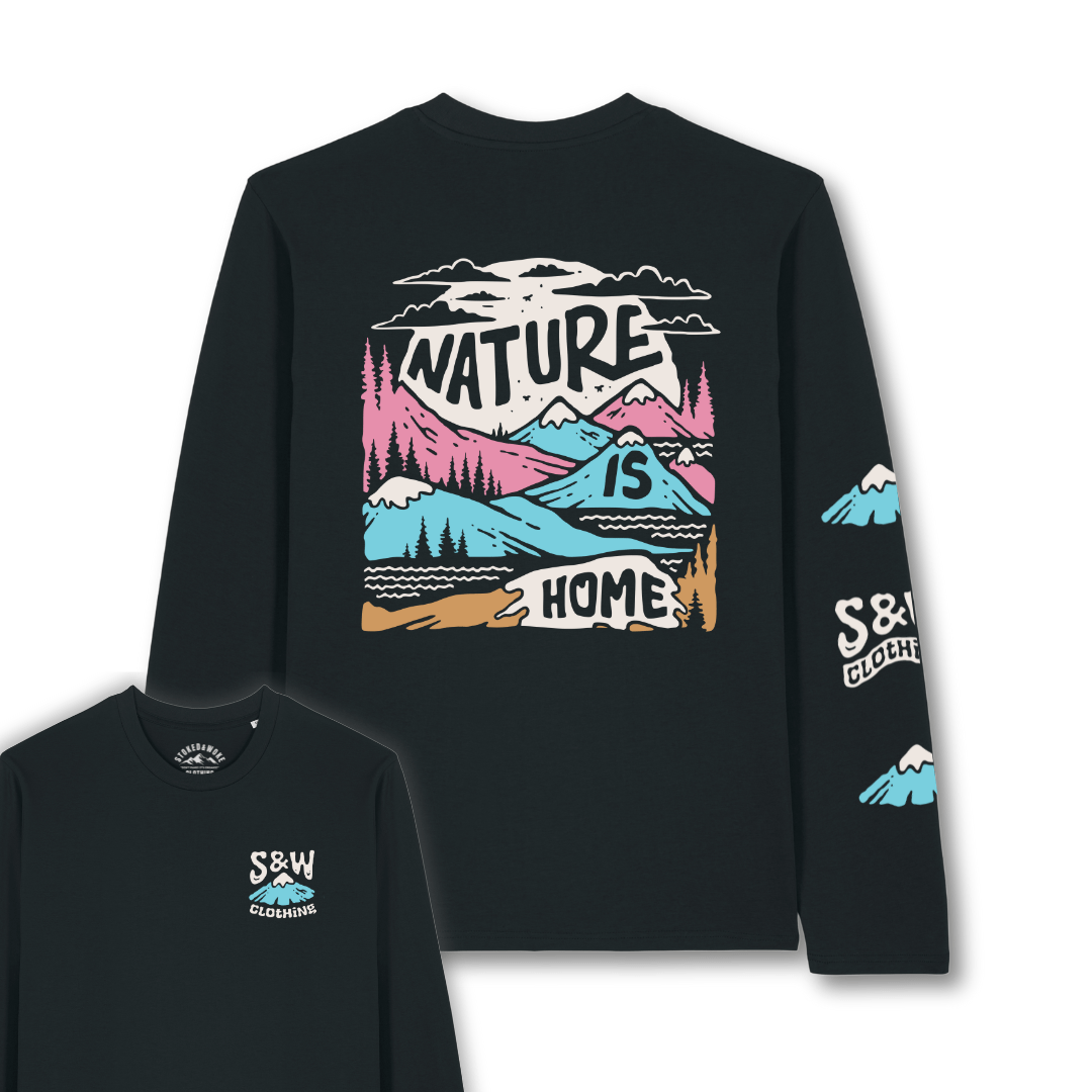 Organic "Nature Is Home" Long Sleeve Tee – Stoked&Woke Clothing