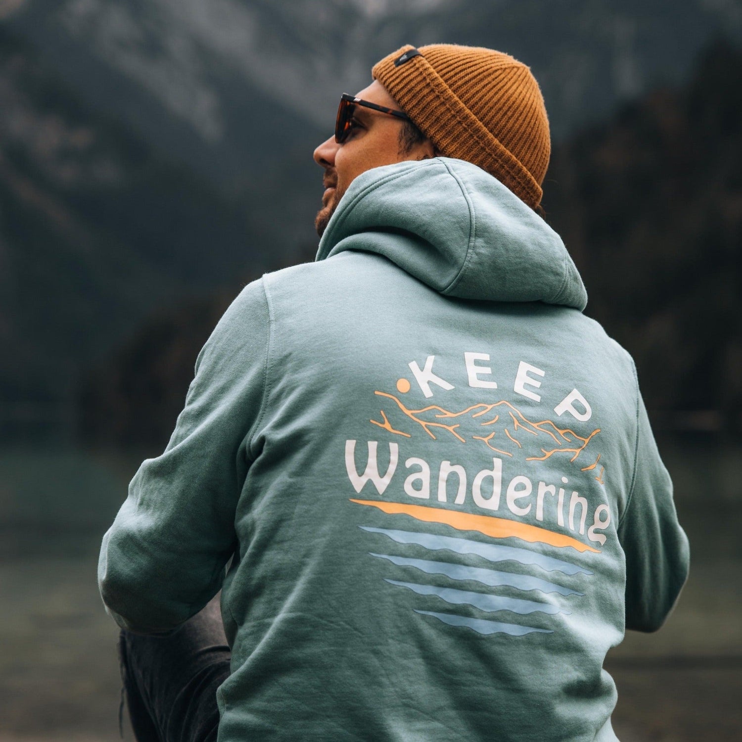 Sage Green "Keep Wandering" Hoodie – Stoked&Woke Clothing